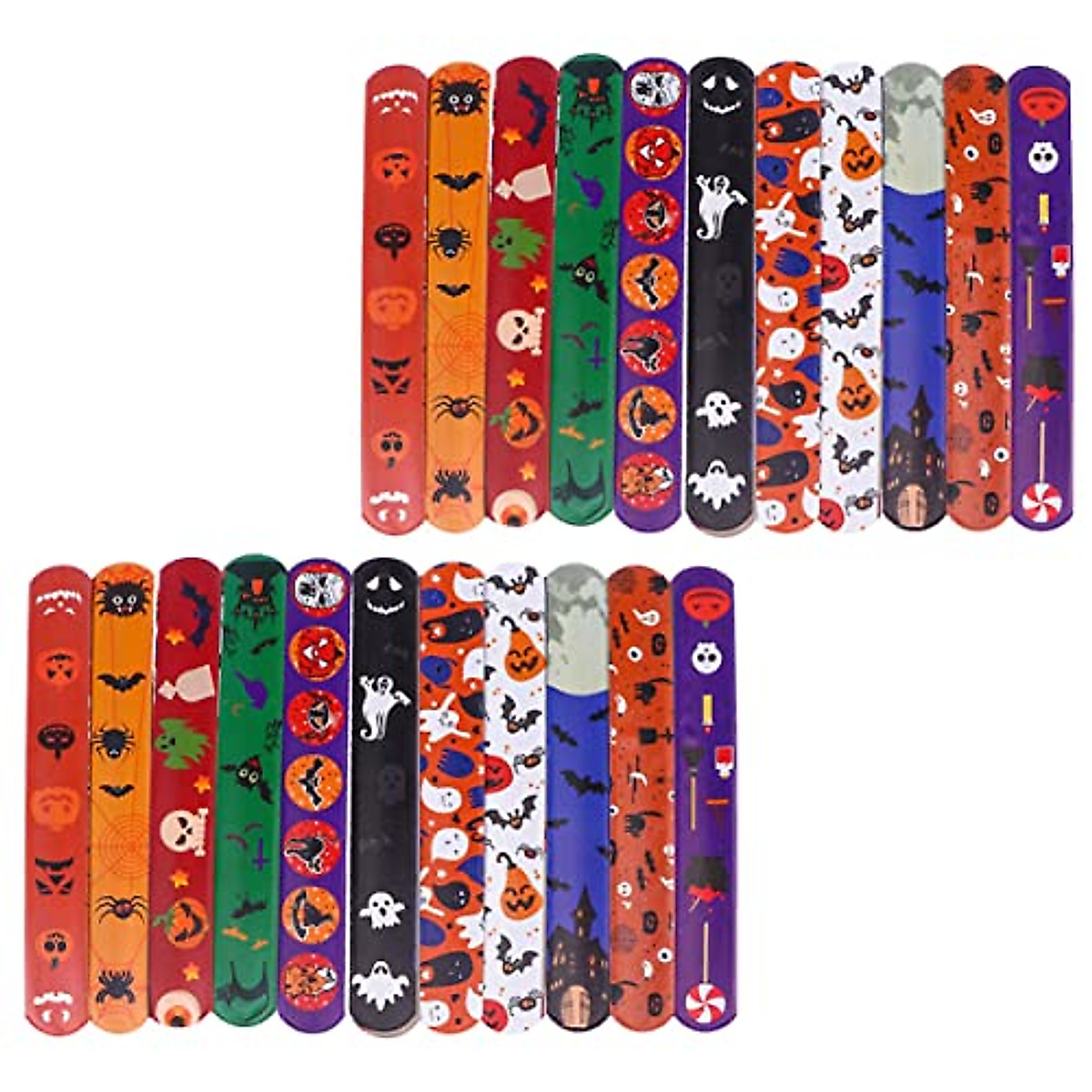 ibasenice 288 pcs Props Slap Decors Favors Wristbands Band Random Snap Supplies Bracelets Photo for Pumpkin Wrist Wristband Bands Circle Parties Style Kids Print Ghost Decorative Spider