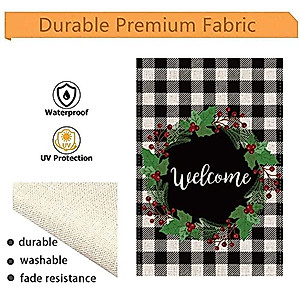 AUOIKK Winter Berry Wreath Welcome Garden Flag Vertical Double Sided, Christmas Outdoor Flag Farmhouse Holiday Home Christmas Yard Sign Outdoor Decoration 12.5 x 18 Inch