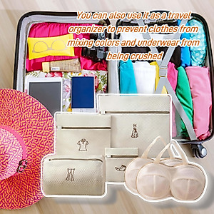 LUCKIEST MAP Mesh 3D Bracket Lingerie Bra Wash Bags ，Laundry Mesh Bags for Laundry （A to C Cups）Mesh Bags with Zipper,6Pcs for Different Needs,Travel Organizer