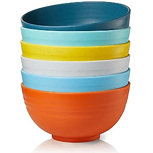 Mfacoy Unbreakable Cereal Bowls Set of 6, 24 OZ Wheat Straw Bowls Set, Reusable Cereal Soup Bowls, Microwave and Dishwasher Safe, BPA Free Lightweight Bowl for Kitchen, Oatmeal Bowls