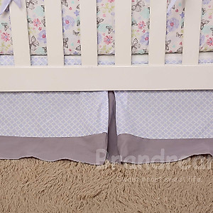 Brandream Baby Girl Purple Butterfly Crib Bedding Set Sweet Nursery Bedding 3 Piece Farmhouse Comforter Set,Fitted Sheet, Crib Skirt