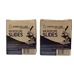 American Labs BS-144P-200S-22-A 144 Blank Microscope Slides and 200 Cover Glass Pre Cleaned - 2 Packs Ground Edges