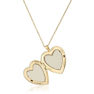 Amazon Essentials 14k Gold-Filled Large Satin and Polished Finish Hand Engraved Heart Shaped Locket Necklace, 18" (previously Amazon Collection)