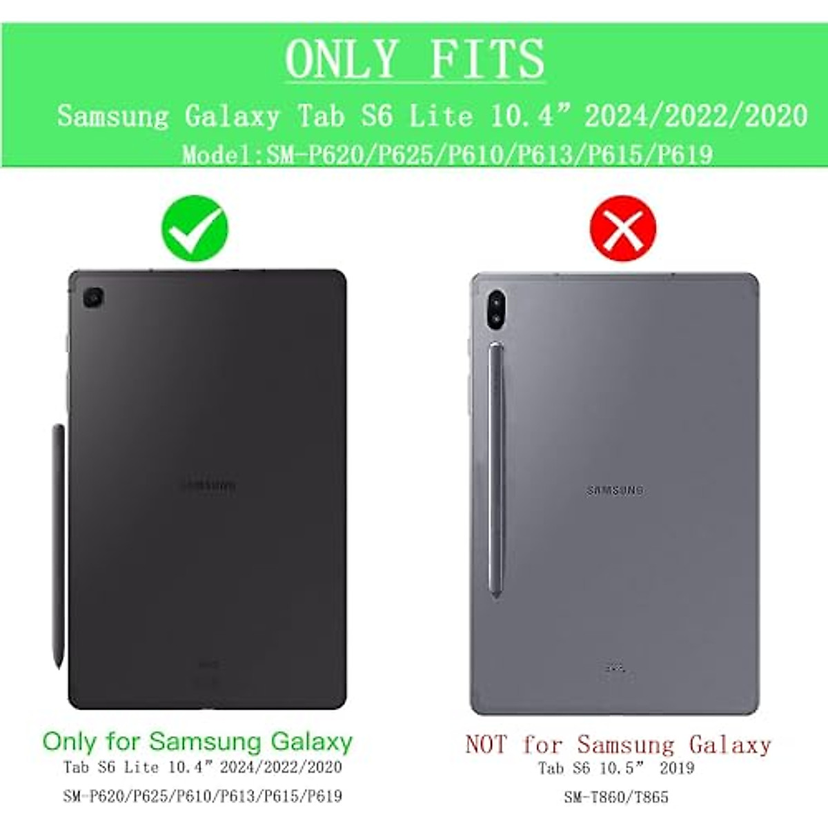 Keyboard Case for Samsung Galaxy Tab S6 Lite 10.4" 2024/2022/2020, Smart case with 7color Backlight Detachable Wireless Keyboard Cover with S Pen Holder (S6 LITE)