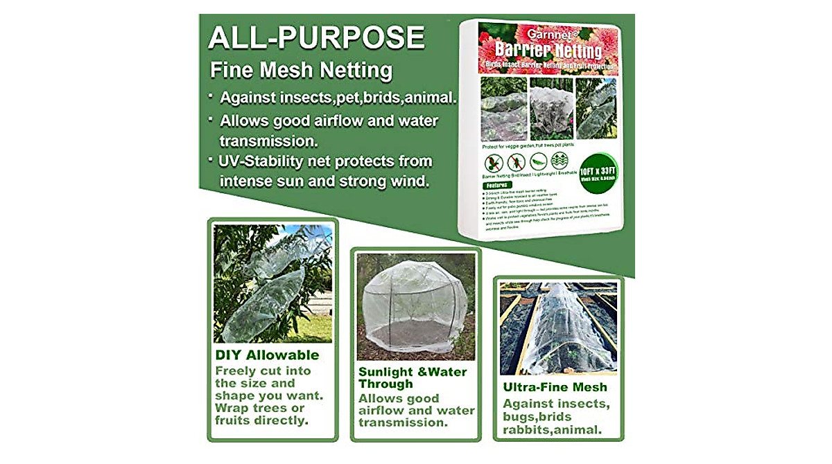Garden Barrier Netting 10x33ft Ultra Fine Mesh for Plant Protection