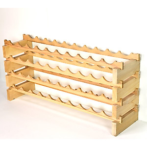 Modular Wine Rack Beechwood 40-120 Bottle Capacity 10 Bottles Across up to 12 Rows Newest Improved Model (40 Bottles - 4 Rows)