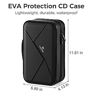 TIMCORR CD Case DVD Holder Storage: 144 Capacity DVD Cases Organizer Portable Wallet Storage - CD Plastic Protective Carrying Binder for Home Travel (Black)