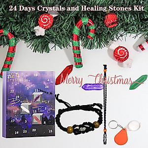 JRINK Crystals Christmas Advent Calendar, Stones Cultivates Self-Care Christmas Advent Calendar, 24 Days Natural Stone Gift Box, Natural and Pure Collection Gift for Yoga and Geology Enthusiasts