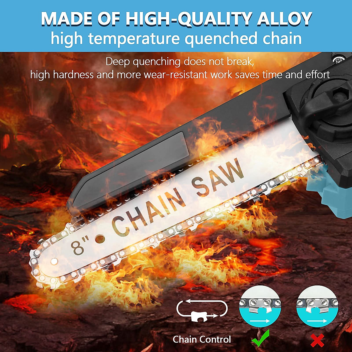 SHAVINGFUN Mini Chainsaw,Mini Chainsaw Cordless 8 and 6-inch 2-in-1 Brushless Motor Chainsaw Kits