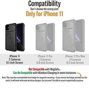 Scooch iPhone 11 Case with Card Holder, Wingmate for iPhone 11 Wallet Case with RFID Protection,10-Foot Drop Protection, Magnetic Back for Car Mounts, Black