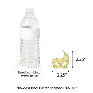 Big Dot of Happiness Gold Glitter Masks Party Straws - No-Mess Real Gold Glitter Cut-Outs & Decorative Masquerade Mardi Gras Party Paper Straws - Set of 24