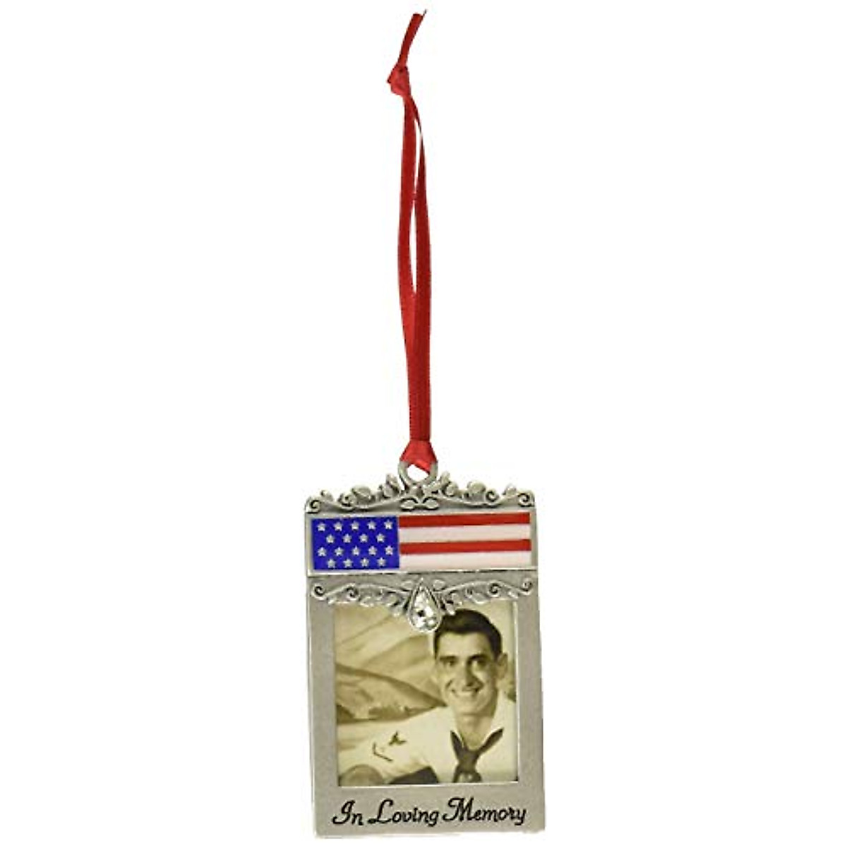 Cathedral Art Patriotic Picture Photo Frame Memorial Ornament, Silver, 1-3/4"