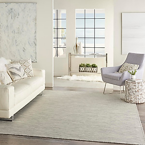 Nourison Positano Modern Light Grey 9' x 12' Area Rug, Easy Cleaning, Non Shedding, Bed Room, Living Room, Dining Room, Kitchen (9x12)