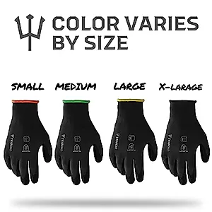Trident Gloves: Work Gloves with Grip - All-Purpose Cut Resistant Gloves & Working Gloves for Men and Women - Breathable, Touchscreen Compatible & Durable Nitrile Coated Work Gloves - 6 Pairs, XL