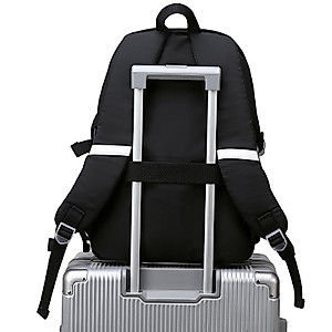 Lmeison Backpack for Girls Waterproof, Cute College Bookbag Black School Bag for Elementary School Middle School, 15.6in Laptop Backpack Anti Theft Travel Daypack for Women Teens Teenage Kids