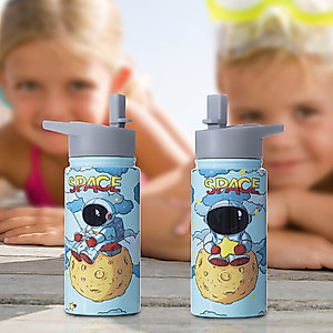 Weboia Astronaut water bottle kids For School Insulated Mug Birthday Gifts For Girls Stainless Steel space Water Bottles with straw christmas gifts for Boys 15 oz