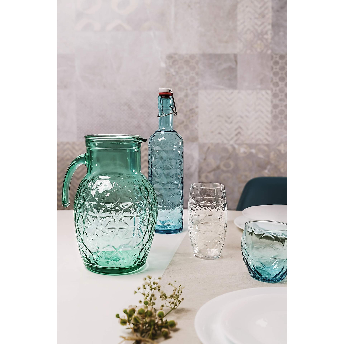 Bormioli Rocco Oriente Bottle, Set of 6, Cool Blue