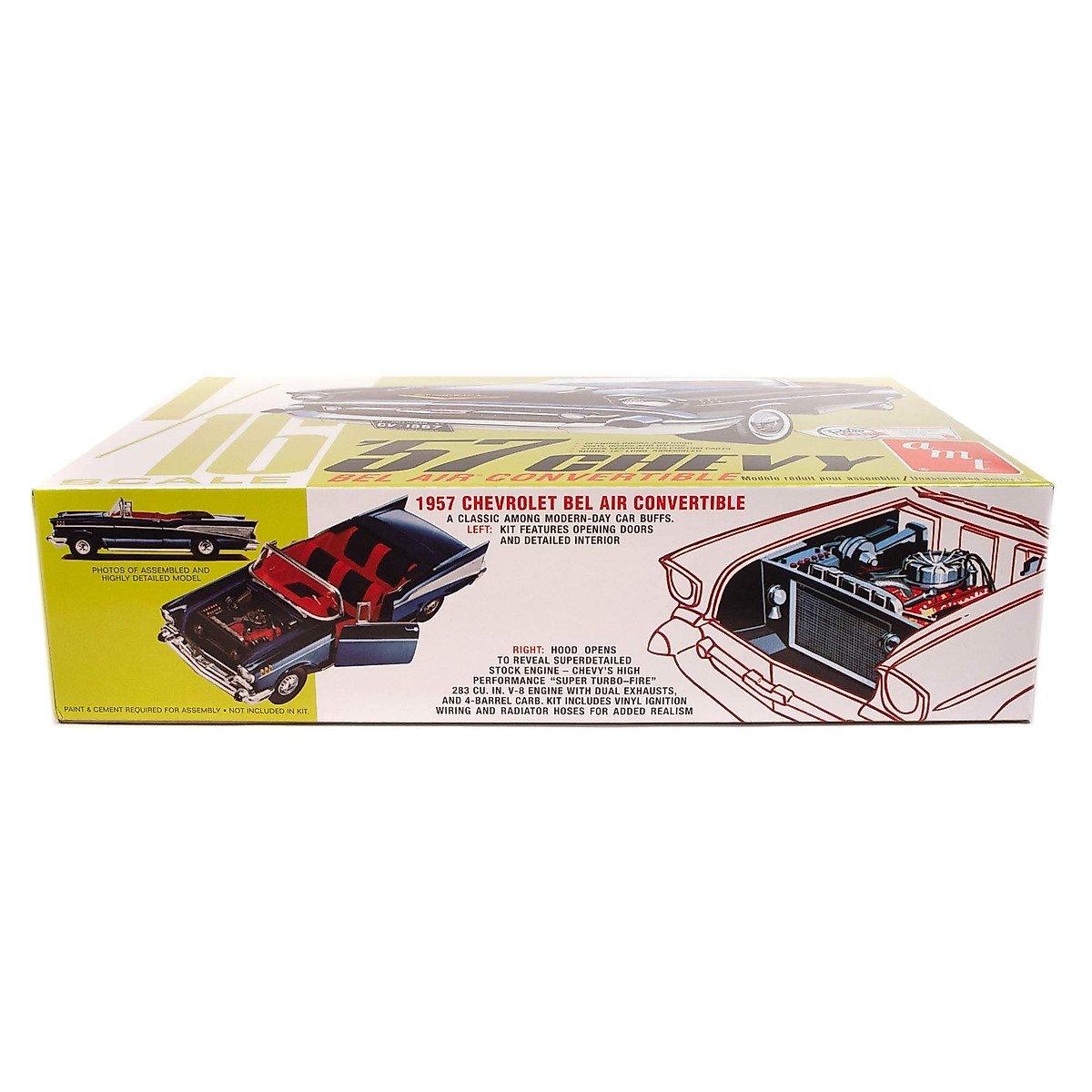 AMT Round 2 Unknown 1957 Chevy Bel Air Convertible 1:16 Scale Model Kit (AMT1159) White