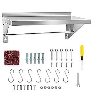 HXCFYP Stainless Steel Shelf 12 x 36 Inches 280 lb, NSF Commercial Wall Mount Floating Shelving for Restaurant, Kitchen, Home and Hotel