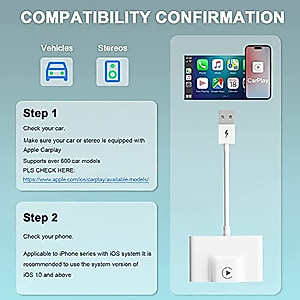 SSUCA CarPlay Wireless Adapter for Factory Wired CarPlay 2023 Upgrade Plug & Play Wireless CarPlay Dongle Converts Wired to Wireless Fast and Easy Use Fit for Cars from 2015 & iPhone iOS 10+