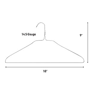 ATZ Industries 18 Inch Bulk White Wire Hangers 50 Pack - Teen and Adult Size Space Saving Hangers for Tight Closets, College Dorm, Dry Cleaners, DIY Projects and Crafts - Made with 14.5 Gauge Wire