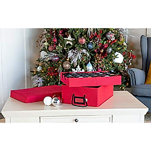 Santa's Bags [Christmas Ornament Storage Box with Dividers] - (Holds 48 Ornaments up to 3 Inches in Diameter) | Acid-Free Removable Trays with Separators | 2 Removable Trays