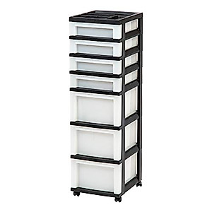 IRIS USA Craft Plastic Organizers and Storage,7 Drawers, Black/Pearl & IRIS USA Craft Organizers and Storage, Rolling Storage Cart for Classroom Supplies, 7 Drawers, Black