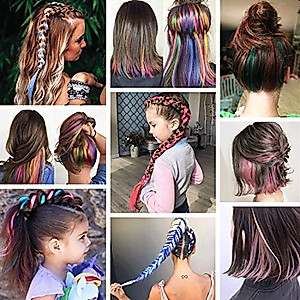 48 Pcs Colorful Straight Hair Extensions Clip in 21 Inch Rainbow Multi-color Clip in Synthetic Long Hairpiece Party Highlights Colorful Clip in Hair Extensions for women girls kids gift