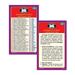 Super Duper Publications | Analogies Flash Cards | Opposites, Similarities, and Vocabulary Fun Deck | Educational Learning Materials for Children