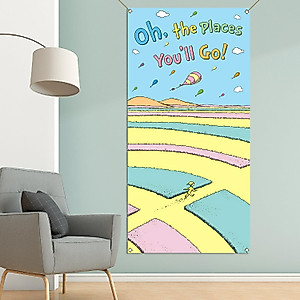 Oh The Places You'll Go Door Cover Graduation Party Decor Front Door Porch Banner Photography Decoration