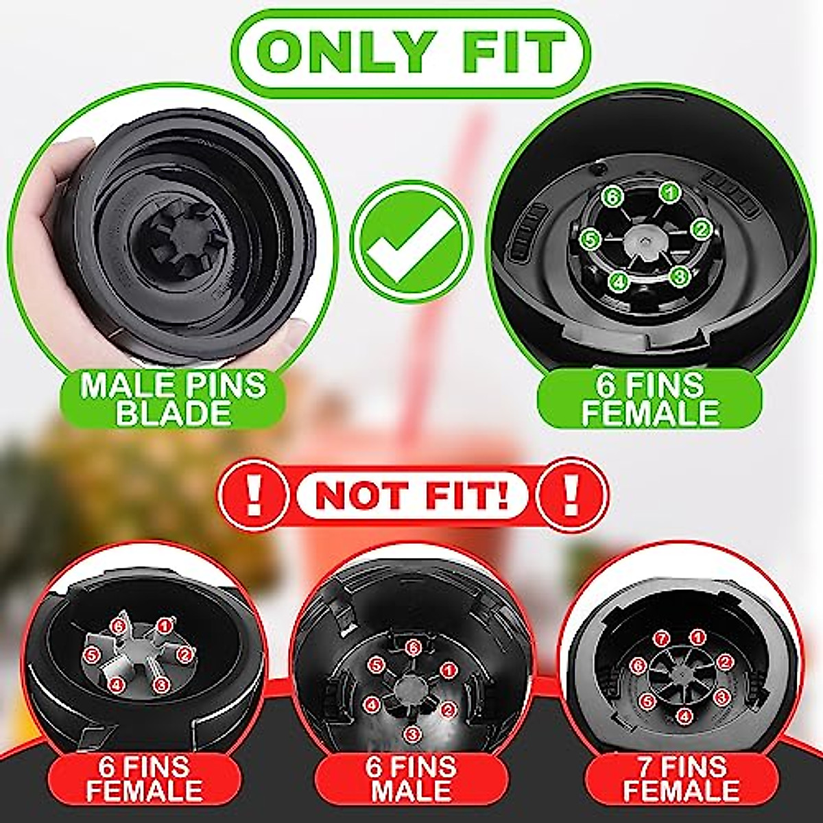 Ninja Blender Cups Replacement Blades - 6 Fin Ninja Replacement Blades Black and Decker Blender Parts Ninja Blender Cup for Bl Series - Ninja Blender Blade 16Oz Ninja Blades Replacement Cup Blender