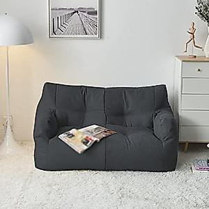 FBKPHSS Beanbag Cover Only, Ultra Soft Bean Bags Chairs Lazy Lounger Tatami (No Filler) Lounger Seat Bean Bag Cover Soft Beanbag Chair,Dark Grey,120 * 60cm