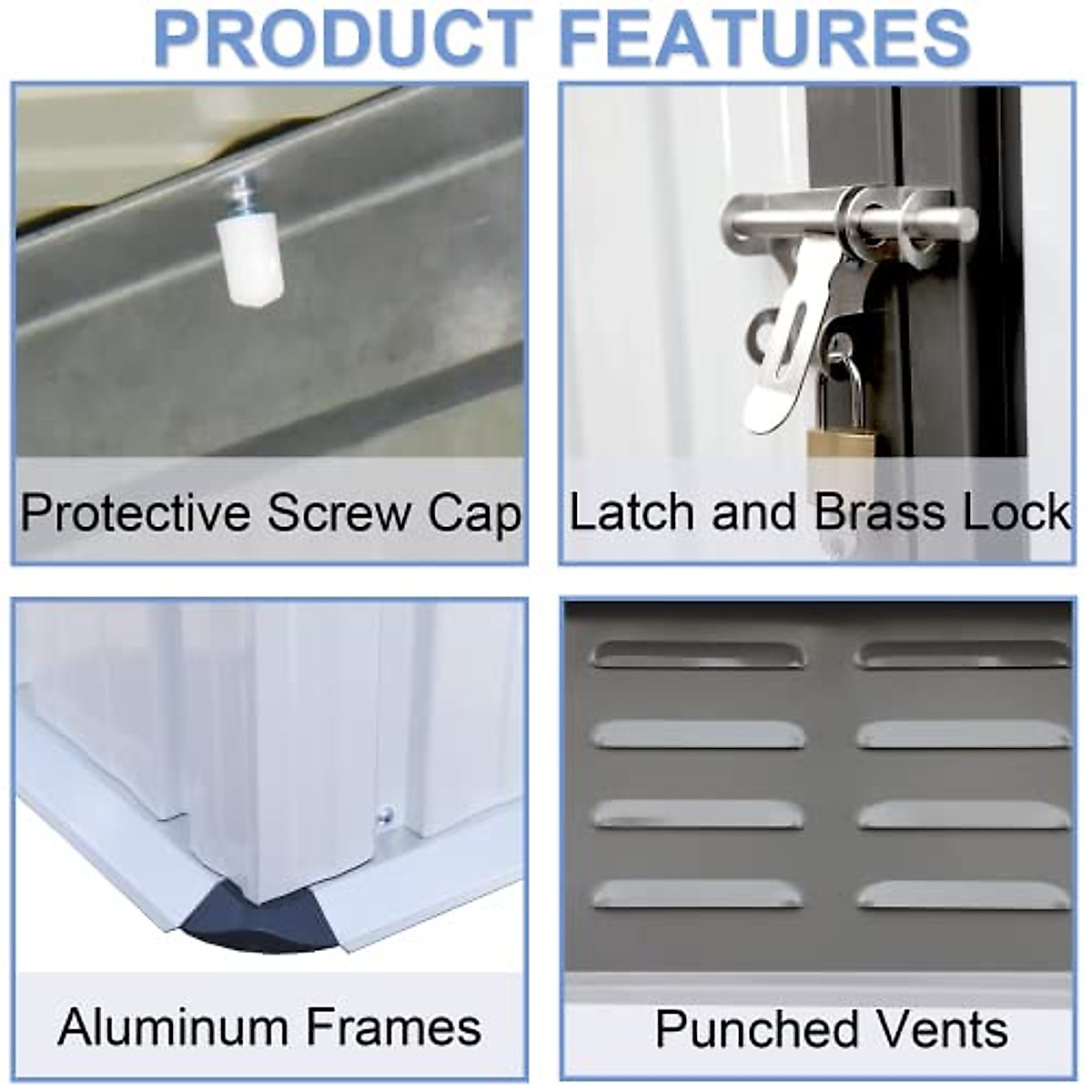 Metal Outdoor Storage Shed Galvanized Metal Garden Shed with Lockable Doors, Tool Storage Shed for Patio Lawn Backyard Trash Cans for Garden/Backyard/Home (Gray)