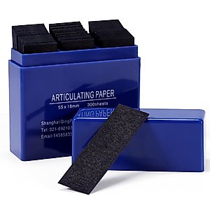 Dental Articulating Paper 300 PCS, Plastic Dispenser Blue 100 Micron Bite Articulating Paper & Film Doubled Side - 55 x 18 x 0.1mm - 12 Months Warranty