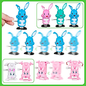 MGparty 12 Pack Easter Wind Up Toys Easter Party Favor Bunny Toys Easter Basket Stuffer Pinata Toys Goodie Bags Easter Gifts for Kids