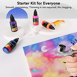 Airbrush Paint, PINJAT 16 Colors Airbrush Paint Set (30ml/1oz), Opaque & Water Based Acrylic Airbrush Paint Kit, Including Fluorescent Colors, Air Brush Painting Set for Beginners Artists and Hobbyist