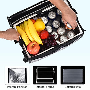 PATIKIL Insulated Bag for Pizza XL, 16.5"x11.4"x11.8" Insulated Bag with Divider, Catering Thermal Food Bag for HOT/COLD Food, Red(32L)