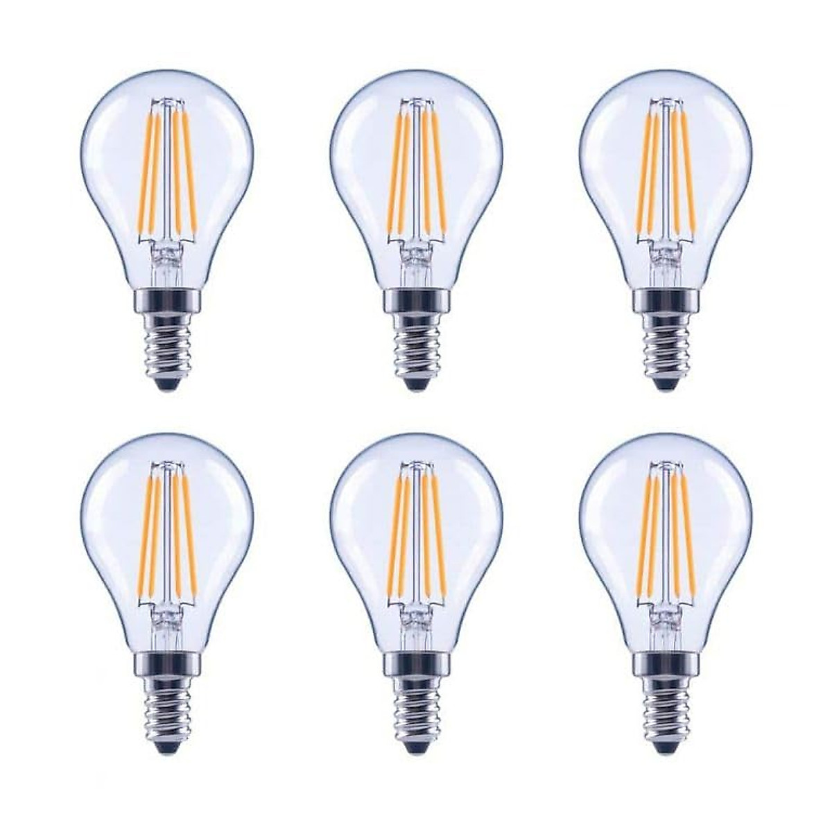 EcoSmart A15 LED Light Bulbs | Clear | Vintage Filament | 700 Lumens | 60W Equivalent | Candelabra E12 Base | Dimmable | Soft White (2700K) | Ideal for Ceiling Fans | 6-Pack