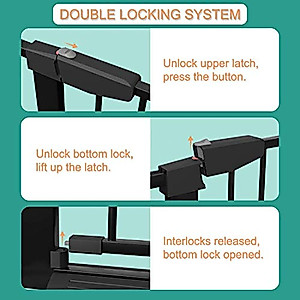 Fairy Baby Extra Wide Baby Gate - 81.89"-84.65” Wide Large Walk Through Safety Child Gates for Kid or Pet - 84 inch Long Pressure Mounted Baby Gate Black