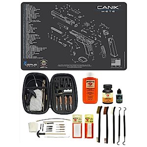 EDOG Range Warrior 27 Pc Gun Cleaning Kit - Compatible with Canik Mete - Schematic (Exploded View) Mat, Range Warrior Universal .22 9mm - .45 Kit & Tac Book Accessories Set