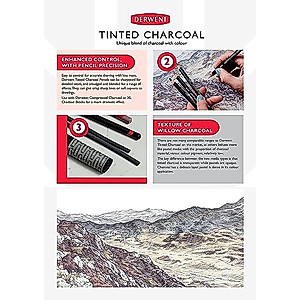 Derwent Tinted Charcoal Pencils, 4mm Core, Metal Tin, 24 Count (2301691)