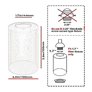 4 Pack Clear Seeded Glass Shade, YOUROKE Cylinder Clear Bubble Glass Shade 5.9in Height, 3.9in Diameter, 1.7in Fitter, High Transmittance Glass Lampshade Replacement for Pendant Light, Chandelier