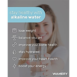 WAMERY Certified Alkaline Water Filter Replacement Fits Brita and Wamery Pitcher Cartridges 3-Pack, Increases Water pH.