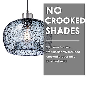 Trustwoods Hand blown Glass Pendant Light for Kitchen Island Sink Restaurant Farmhouse, Grey Blue, Brushed Nickel