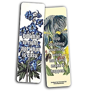 Creanoso Floral Inspirational Sayings Bookmarks (30-Pack) – Stocking Stuffers Gift for Men & Women, Teens – Awesome Bookmark Collection – Book Reading Rewards Incentives – Page Binder