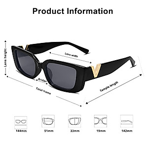 Allarallvr Rectangle Sunglasses for Women 90s Retro Trendy Y2K Classical Vintage Square Shades AR82037(Black+Beige+Brown)