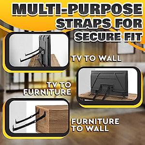 Tv Straps Safety for Flat Screen - Wall Mount TV Bracket Strap Anti Tip Furniture Anchors to Wall Strap Proof Cabinet Latches Proof Straps Tv Wall Anchor Earthquake Straps for Furniture