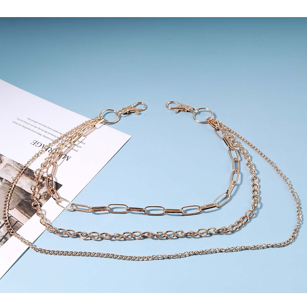 Yheakne Punk Pants Chain Layered Jeans Chain Gold Trousers Chain Wallet Pocket Chain Layered Wallet Chain Hip Hop Pants Chain Jewelry for Women and Men (Gold)