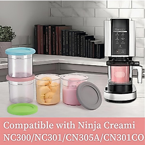 Ninja Creami Pints and Lids - 4 pack, Ninja creami breeze Compatible with NC299AMZ & NC300s Series, ice cream containers for homemade ice cream, Ninja Creami breeze containers ShieldXperts