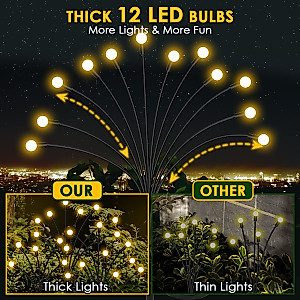 GOANDO 4 Pack Solar Garden Lights 12 LED Firefly Lights Outdoor Waterproof Starburst Swaying Garden Decor for Yard Patio Pathway